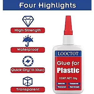 LOOCTOT 30g Plastic Glue,Adhesive for Legos&Miniatures,3D Printing,Toy Car,ABS,PVC;Super Instant Glue Bonding Between Plastics, Waterproof Clear