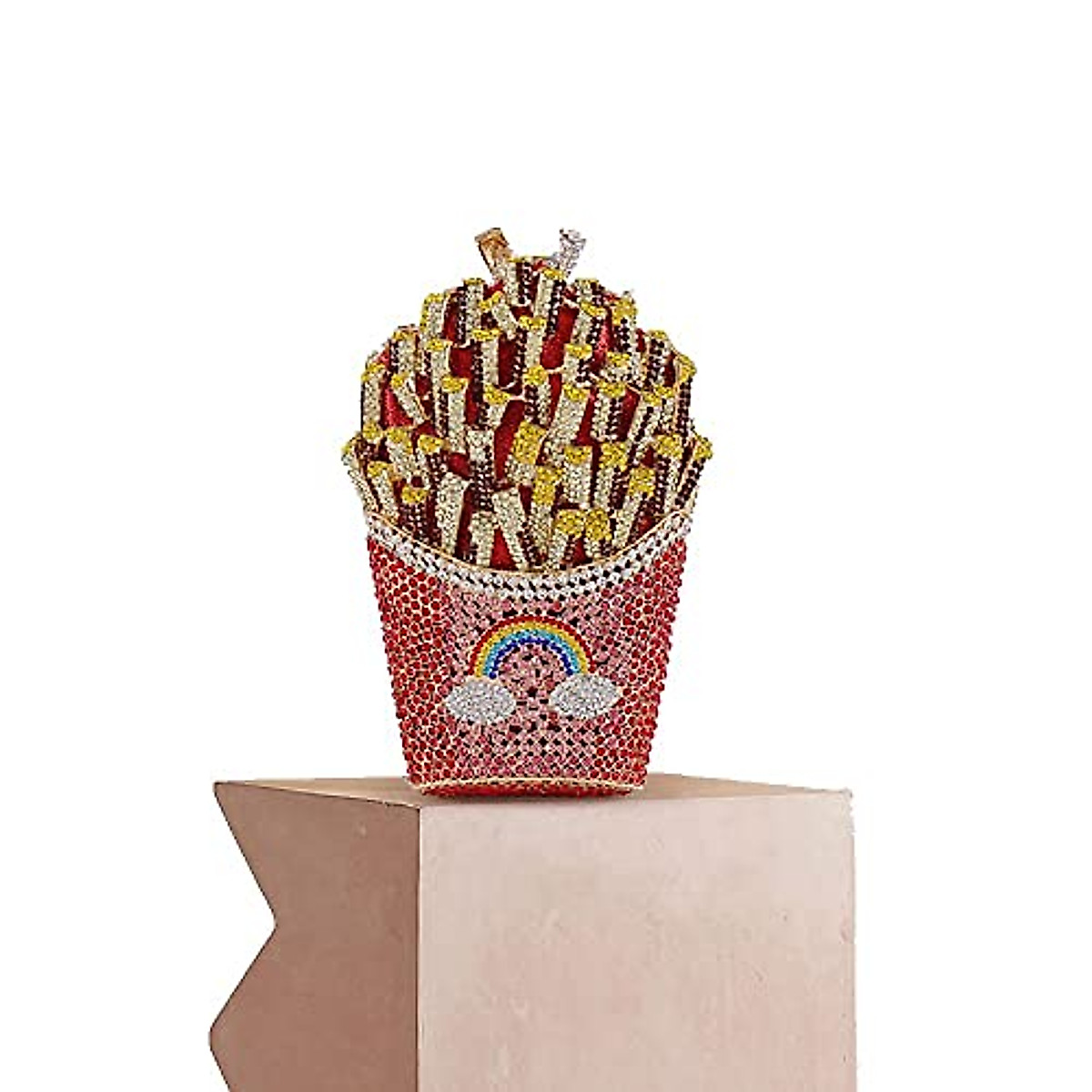 DJBM Sparkling Women French Fries Chips Rhinestone Purse Evening Clutch Crystal Purse Prom Purse for Evening Wedding Party