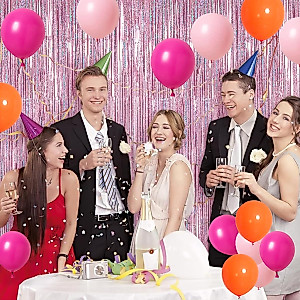 Pink Orange Balloons Garland Arch Kit- Rose Red, Light Pink Balloons Pink and Orange Balloons for Wedding Bridal Shower Bachelorette Birthday Christmas Valentine Party Decorations