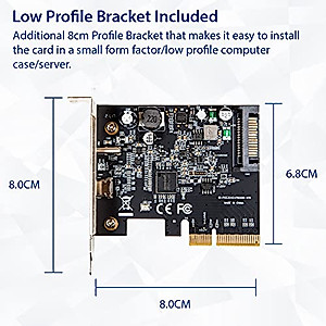 I/O CREST USB-C 3.2 Gen 2x2 + 20W QC Power Delivery PCI-e Gen 3 x4 Expansion Card SATA Powered ASMedia ASM3242