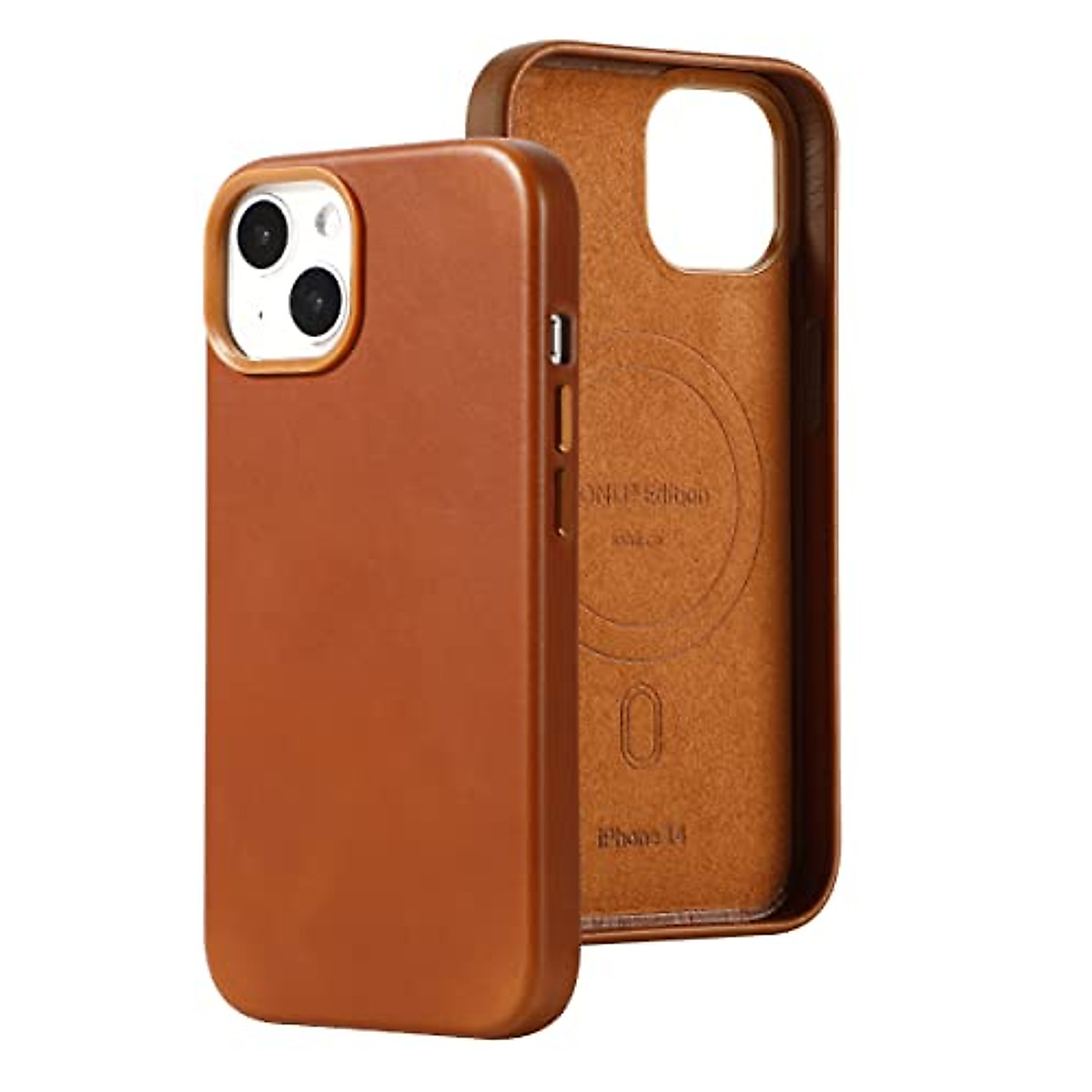 LONLI Edition - (for iPhone 14) - Premium European Genuine Leather Case | Develop Patina Over Time | Compatible with Magsafe - Brown