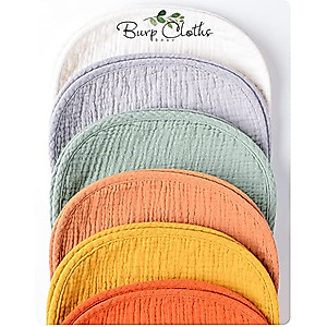 Konssy Muslin Baby Burp Cloths Sets for Unisex- 6 Pack Large 100% Cotton Burping Clothes for Newborn，Baby Girls and Boys