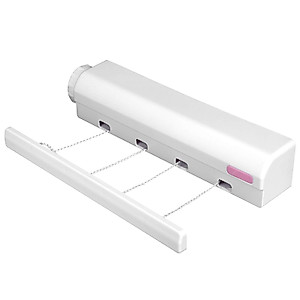 Lwuey Retractable Outdoor Clothesline, Indoor Extendable Clothesline Wall Mounted Flexible Clothes Dryer Adjustable Household Telescopic Hanger Rope Hanging Drying Rack Laundry Bathroom(Four Ropes)