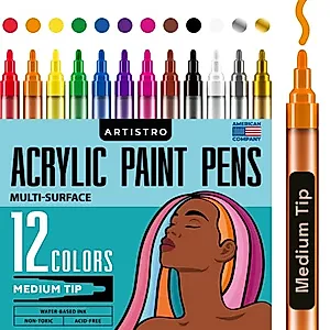 Acrylic Paint Pens for Rock Painting, Stone, Ceramic, Glass, Wood, Fabric, Canvas, Porcelain, Metal. Set Acrylic Paint Markers