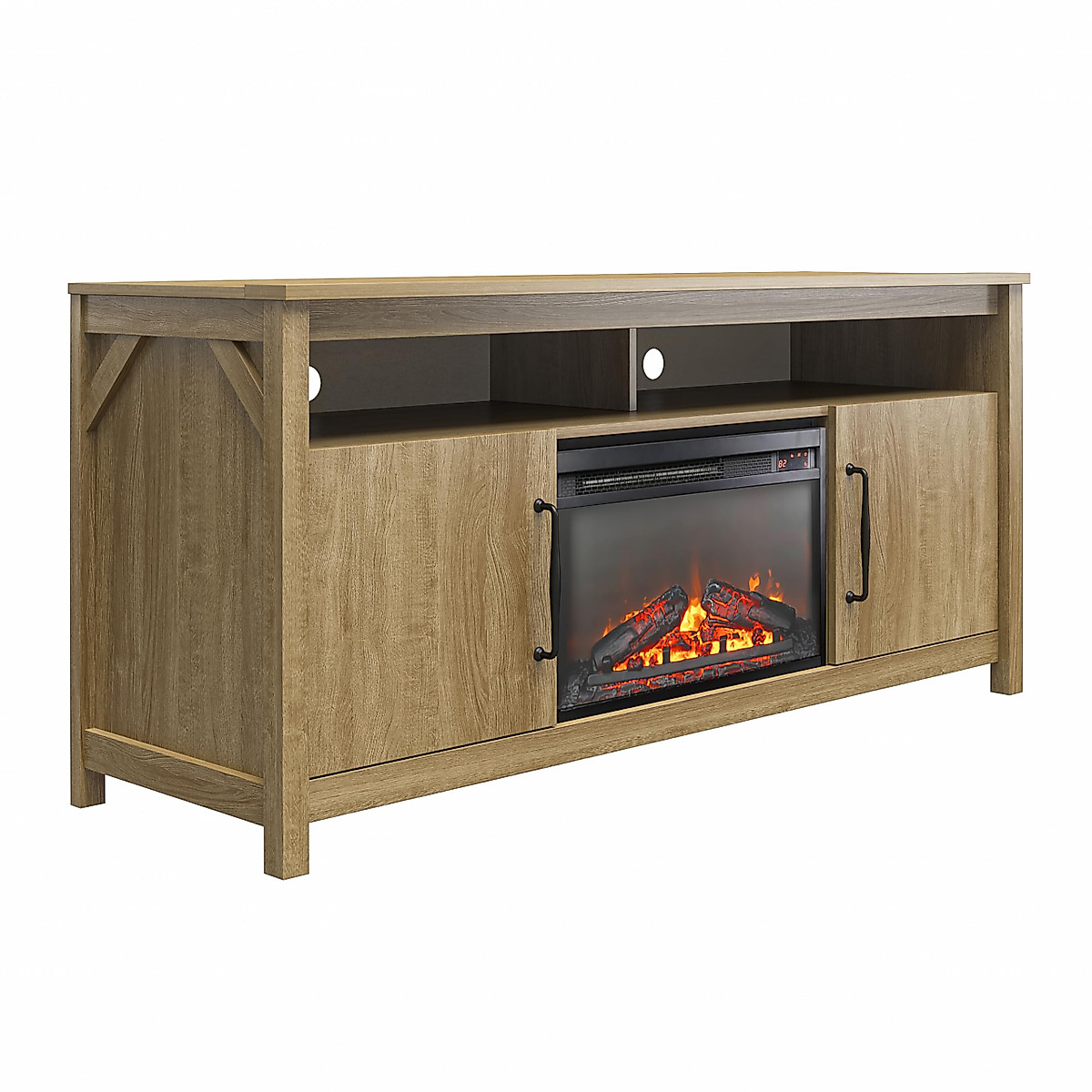 Ameriwood Home Augusta Electric Fireplace Console for TVs up to 65”, Natural