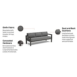 homestyles Grayton Outdoor Aluminum Sofa, Gray