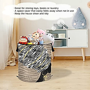 ALAZA 50 L Pop-up Laundry Hamper Basket with Lid and Handle, African Woman with Zebra Print Hair Collapsible Cloth Hamper