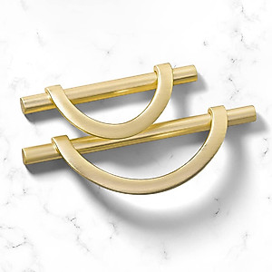 DAPANIY Brushed Gold Cabinet Pulls Drawer Pulls, Half Moon Shape Pulls Gold Drawer Dresser Kitchen Handles Antique Cupboard Door Handles, 4Packs ‎3.75inch