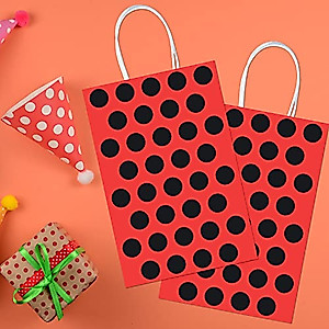 BLEWINDZ 32 Pieces Small Gift Bags with Red Tissues, Party Favor Bags Polka Dots for Ladybug Theme Birthday, Wedding, Christmas, Party Supplies (Red Black)