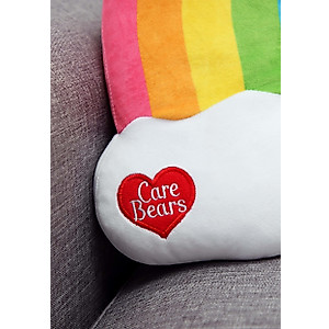 Fun Costumes Care Bears Rainbow Pillow Soft Flannel Pillow with Rainbow Stripes, Embroidered Logo, and Cushy Fiberfill Stuffing