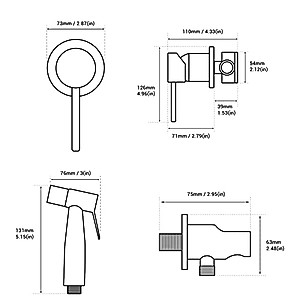 MINJING Hand Held Toilet Bidet Sprayer, Hot and Cold Brushed Gold Stainless Steel Bidet Jet Douche Kit, Toilet Washer Cleaning Shattaf Shower Faucet