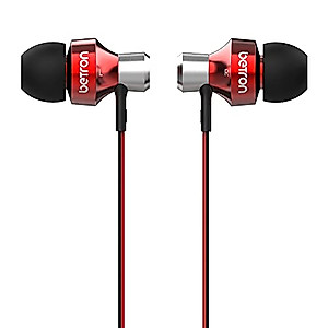 Betron DC950 in Ear Headphones Wired Earphones Noise Isolating Earbuds with Microphone Volume Control Tangle Free Cable HD Bass Lightweight Case Ear Bud Tips 3.5mm Jack Plug (Red)