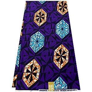-African Ankara Veritable Wax Print Fabrics -Purple, Turquoise, Orange, White, Black- Sell by 6 Yards-100% Cotton- for Dresses