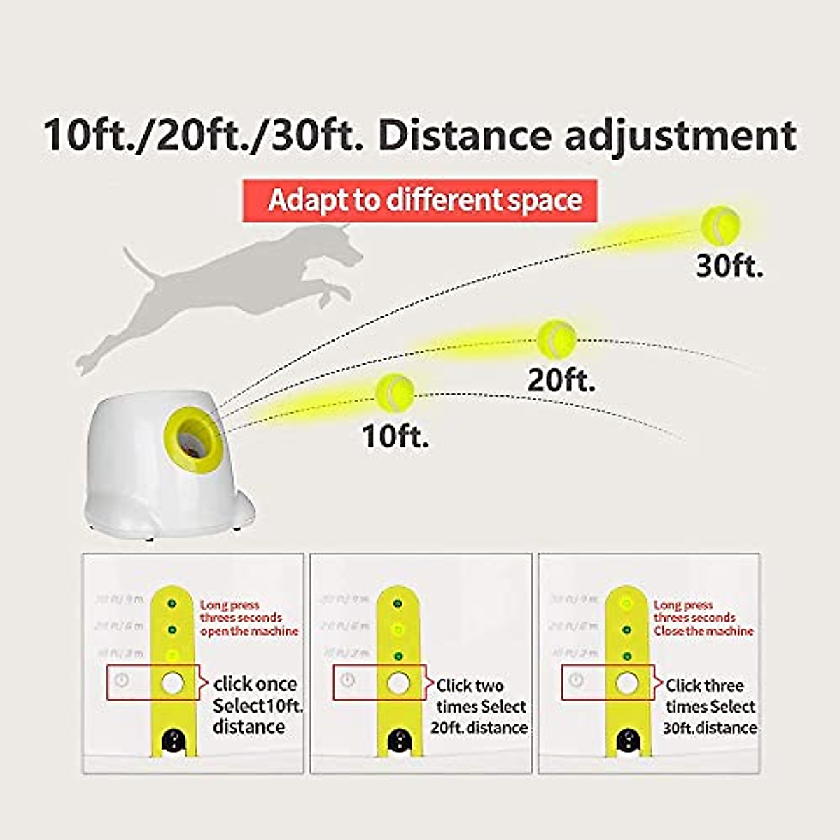 AFP Automatic Ball Launcher for Dogs,Dog Ball Launcher Automatic,Tennis Ball Machine,Includes 3pcs Tennis Balls for Dogs