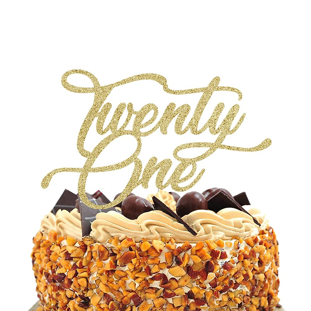 Twenty One Cake Topper- 21st Birthday Cake Topper,21st Birthday Decorations,21st Cake Topper,Happy 21st Birthday Cake Topper (Golden)