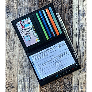 Texan Bull Bifold Genuine Leather RFID Blocking Wallet For Men Card Slots, 19 Cards, 2 ID Windows (Black)