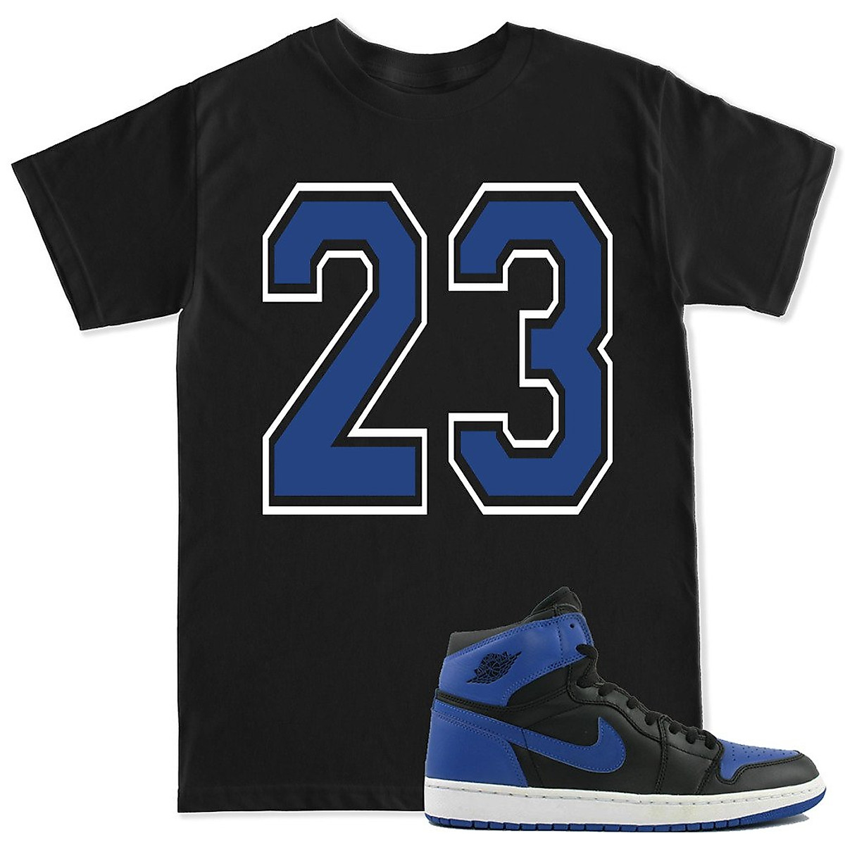 FTD Apparel Men's 23 Blue Retro 1 Royal Blue T Shirt - XXL Black