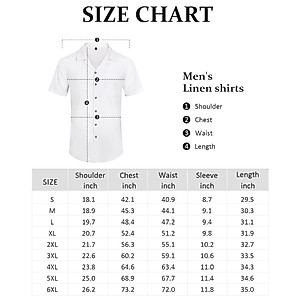 Alimens & Gentle Mens Linen Shirts Short Sleeve Button Down Shirts Cotton Summer Beach Cuban Shirts Vacation Hawaiian Shirts