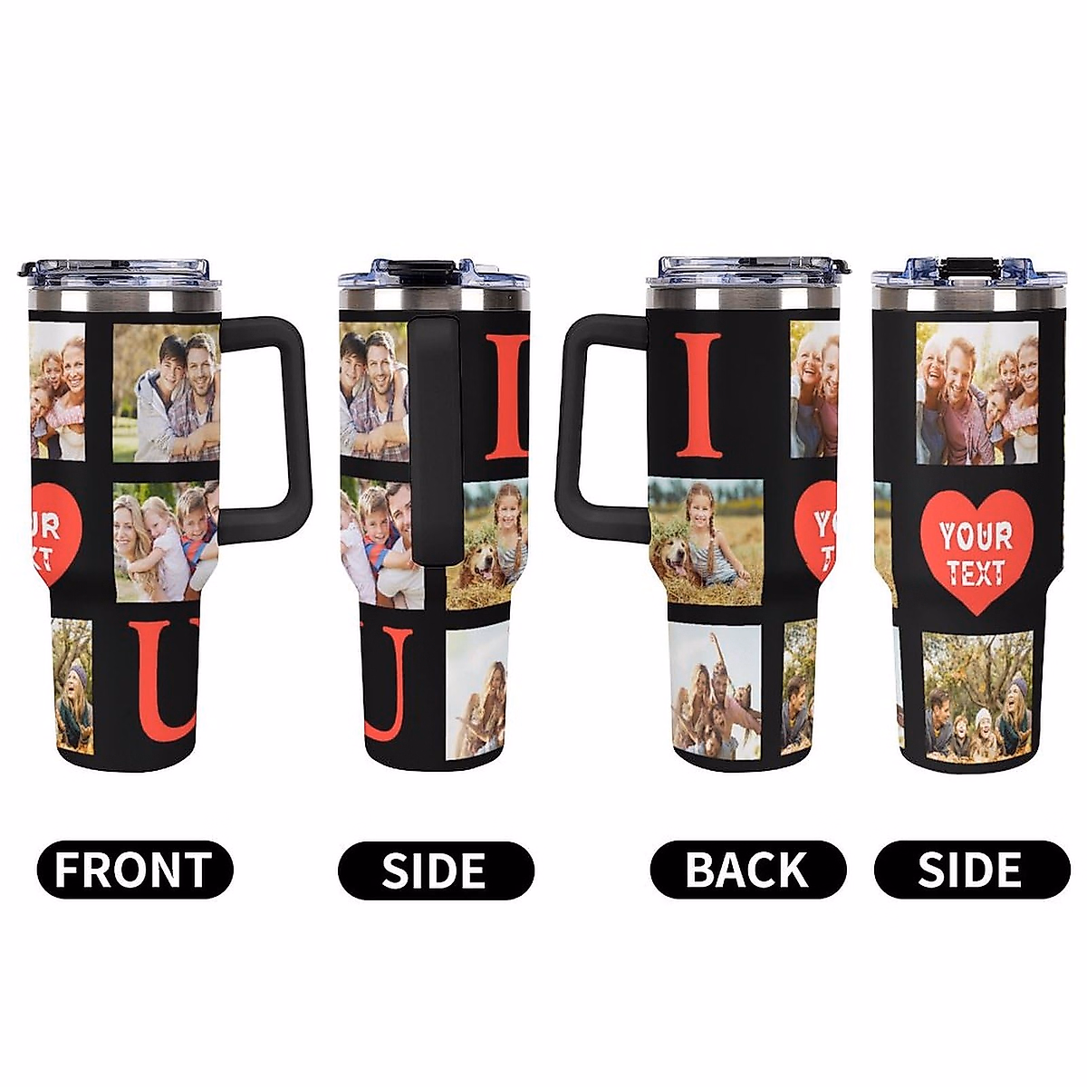 Personalized Tumbler Custom Insulated Travel Mug Custom Drinking Coffee Cup with Photos and Text 40oz Christmas Birthday Gift