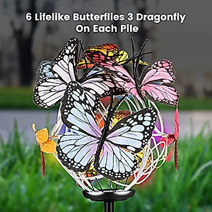 Mageky Solar Outdoor Lights, Butterfly Lights Garden Decorative Solar Stake Lights with 12 Butterflies 6 Dragonflies Ground Lights Waterproof for Patio Garden Yard Pathway 2 Pack