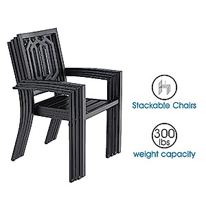 PHI VILLA 5-Piece Metal Patio Outdoor Table and Chairs Dining Set- 37" Square Bistro Table and 4 Backyard Garden Chairs, Table with 1.57" Umbrella Hole