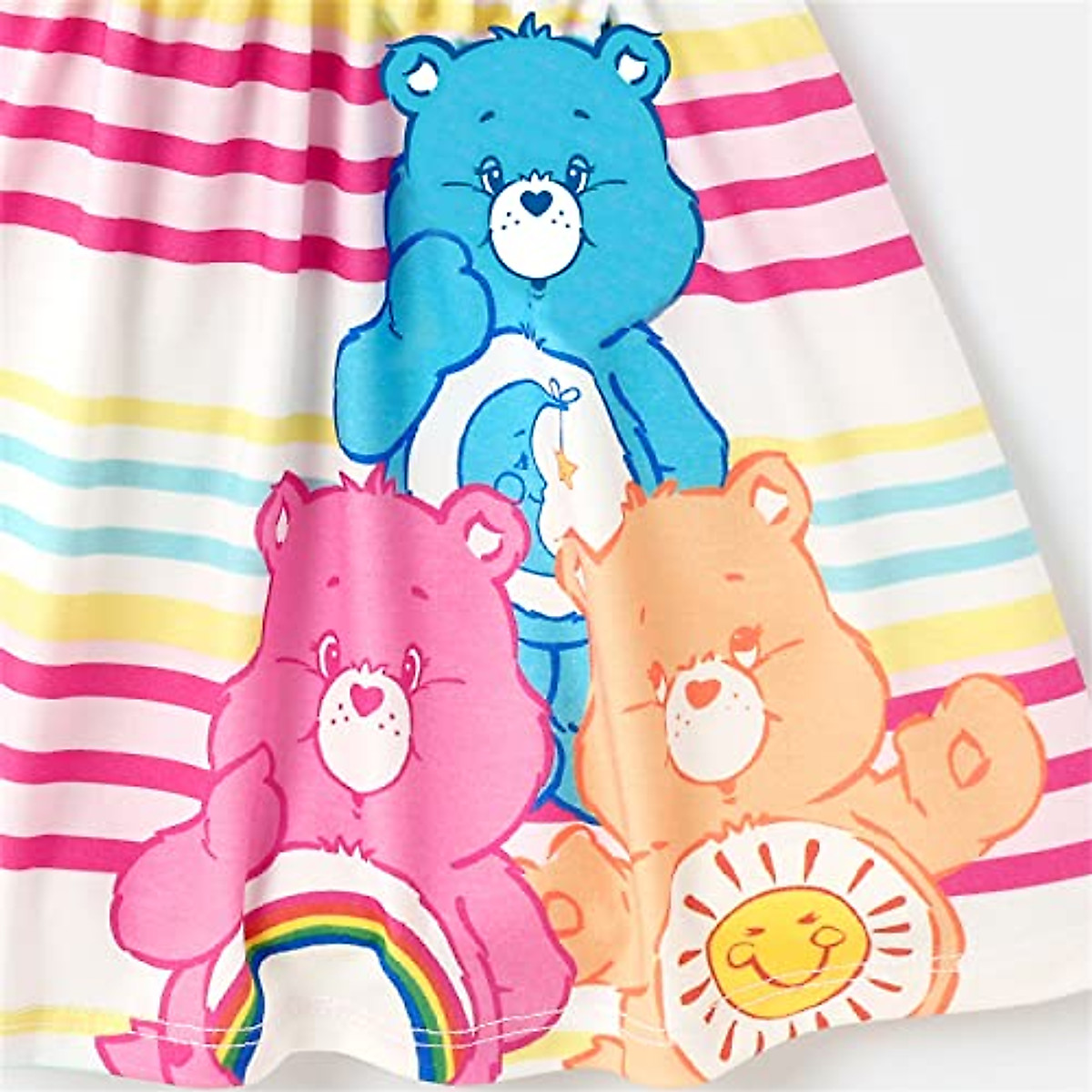 Care Bears Baby Girl Strap Dress Infant Girl A Line Sundress Pink Striped Cami Dress Color Block 18-24 Months