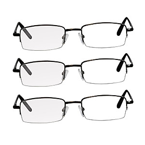 TruVision Readers 3 Pk - Gunmetal Metal Frames and Clear Acrylic Lenses 1.50