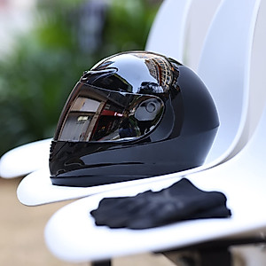SLMOTO DOT Approved Motorcycle Helmet Hot Gloss Black Full Face Mirror Visor Sun Shield Street Helmet