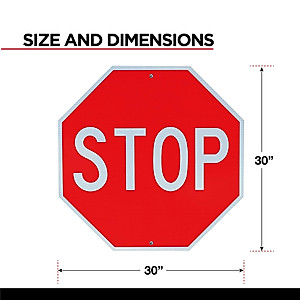 OLANZU Stop Sign 30 x 30 Inches - High Intensity Prismatic Aluminum - UV Protected and Weather Resistant - Honeycomb Reflective Stop Signs Traffic - Waterproof and Rust Free Metal Stop Sign