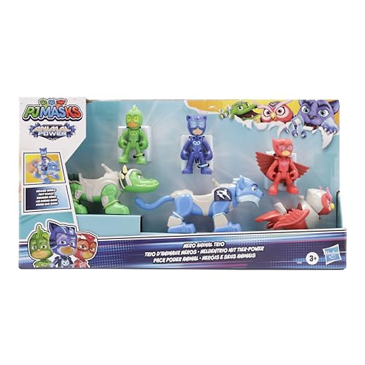 PJ Masks Animal Power Hero Animal Trio Playset, with 3 Toy Cars and Action Figures, Preschool Toys, Superhero Toys for 3 Year Old Boys and Girls and Up