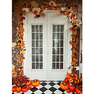 Anna's Whimsy 13FT Thanksgiving Garland, Leaf Garland with Pumpkin and Pine Cone,Hanging Autumn Garland for Door Wall Staircase Porch Balcony Fireplace Fall Decor Indoor Thanksgiving Decor