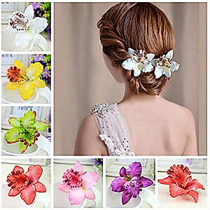 10 Pieces Women Chiffon Flowers Hair Clips Butterfly Orchid Alligator Clips for Bridal Wedding Accessory Beach Party Wedding Event Decor