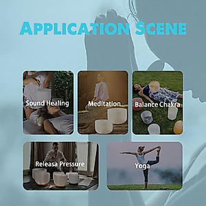 XINAN 440Hz Frosted Quartz Crystal Rainbow Bowl with Rubber Mallet & O-Ring, for Meditation, Yoga, Spiritual Healing (Color : B Note Crown, Size : 6 Inch)