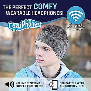 CozyPhones Sleep Headphones - Wireless Over Ear Headphones from Ultra Thin Cool Mesh Chordless Head Phones for Side Sleepers, Meditation, Running, Laptop, and Phone - Gray Lycra