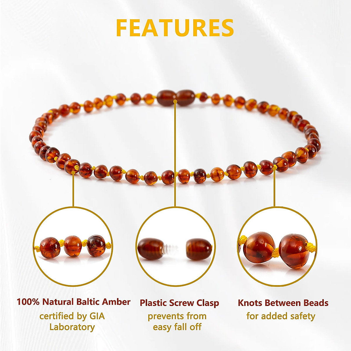 Cici's Story Amber Necklace (Cognac)(11 Inches) - Certified Authentic Baltic Amber