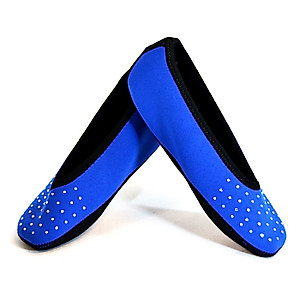 NuFoot Sparkle Ballet Flats Women's Shoes Best Foldable & Flexible Flats Slipper Socks Travel Slippers & Exercise Shoes Dance Shoes Yoga Socks House Shoes Indoor Slippers Royal Blue X-Large