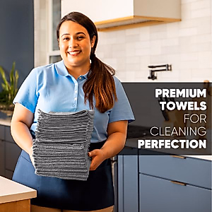 12" x 12" MW Pro Multi-Surface Microfiber Cleaning Cloths | Gray - 12 Pack | Premium Microfiber Towels for Cleaning Glass, Kitchens, Bathrooms, Automotive, Supplies & Products