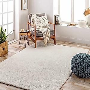 Hauteloom Heavenly Solid Shag Area Rug for Living Room Bedroom - High Pile Fluffy Carpet - Soft Shaggy Cozy Plush Rug - Cream, Off White, Ivory, Light Beige - 6'7" x 9'