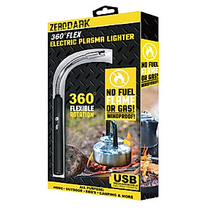 ZeroDark 360 Flex Electric Plasma Lighter USB Rechargeable Candle Lighter with Long Arc 360° Flexible Neck for Grill, Camping, Cooking, BBQ, and Fireworks
