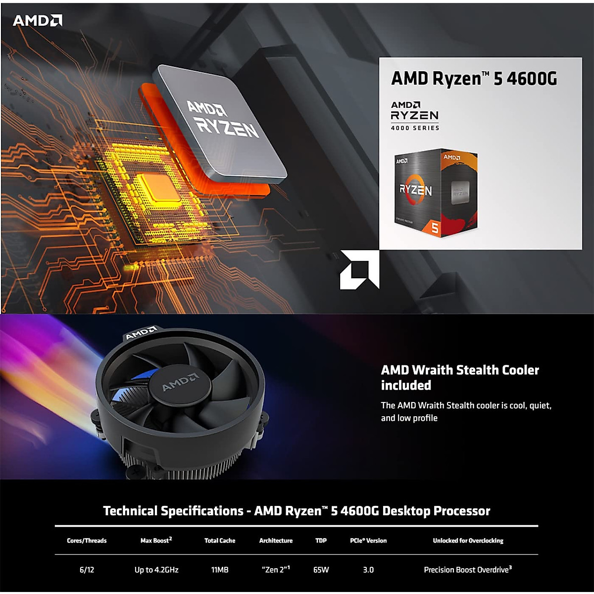 INLAND Micro Center AMD Ryzen 5 4600G 6-Core 12-Thread Unlocked Desktop Processor with Wraith Stealth Cooler Bundle with MSI A520M-A PRO Gaming Motherboard (AMD AM4, DDR4, PCIe 3.0, Micro-ATX)