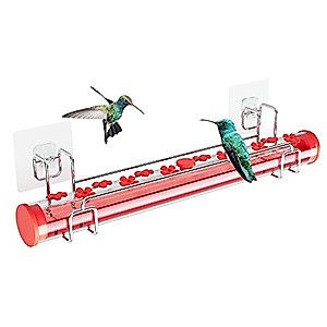 Rxivir Window Hummingbird Feeder Suction Cup, Humming Birds Feeders for Outside Window,Window Bird Feeders for Viewing，Easy to Assemble, Fill and Clean,16 Oz