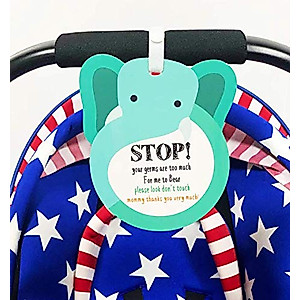 Elephant Baby Don‘t Touch Sign Baby Car Seat Cover Tag Newborn Stroller Tag Do Not Touch Sign for Baby Preemie No Touching Sign Vinyl Hard Board Baby Basket Tag with Hanging Straps 2 Set