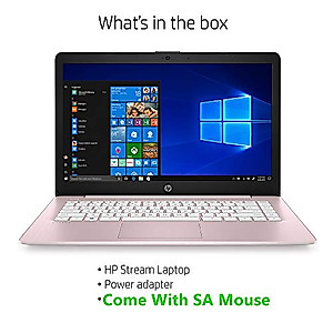Newest HP Stream 14inch HD(1366x768), Intel Celeron N4000 Dual-Core, 4GB RAM, 64GB eMMC, HDMI, WiFi, Webcam, Bluetooth, Win10 S, Rose Pink (Renewed)