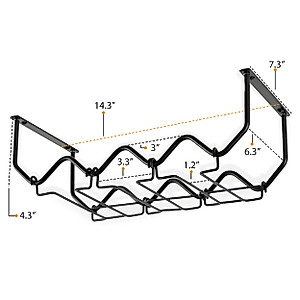 Wallniture Piccola Under Cabinet Wine Rack and Glasses Holder, Kithcen Organization and Storage Rack, Metal Black Set of 2