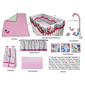 Bacati Botanical Girls Fabric Memory Photo Bulletin Board, Pink