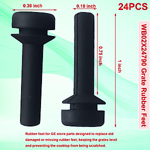 PETIT MANON 24 Pack WB02X24790 Grate Rubber Feet for GE Gas Stove Top Range Grate Feet Rubber Pads, Rubber Feet GE Stove Parts Replacement Cooktop Range Burner Grate Rubber Feet Kit