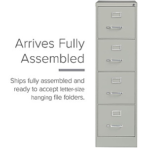 Pemberly Row 4 Drawers 52" Vertical Gray Metal Filing Cabinet Lockable Pre-Assembled Stationary Legal/Letter Size for Home, Office