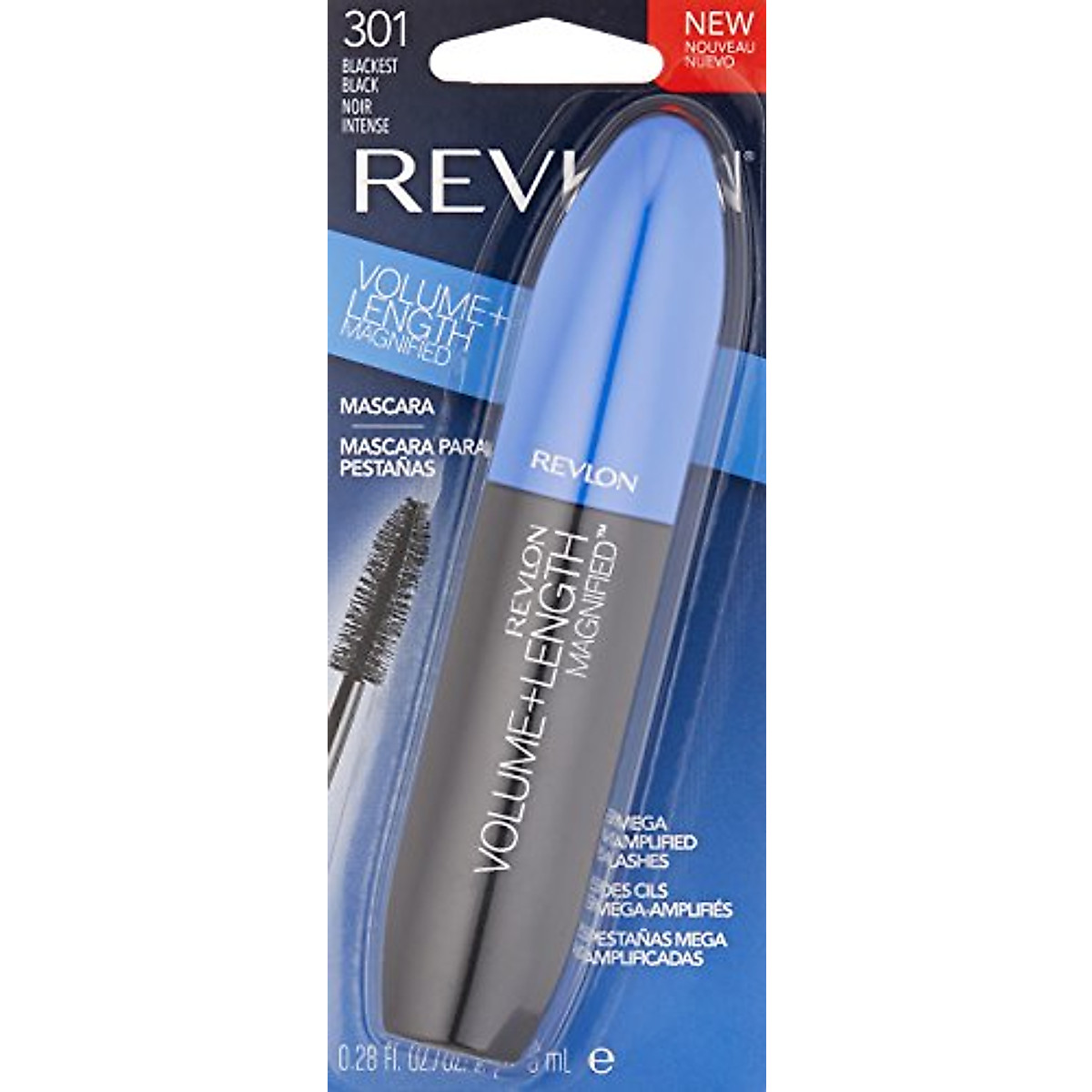 Revlon Mascara, Volume & Length Eye Makeup, Non-Waterproof, No Clump, Smudge Proof, Flake Proof, 301 Blackest Black, 0.28 Fl Oz