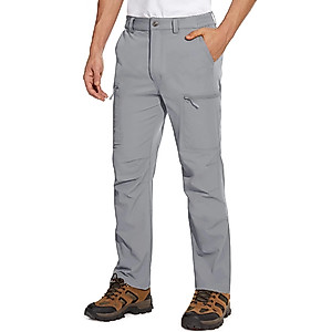 MAGCOMSEN Summer Pants for Men Hiking Water Resistant Lightweight Fishing Camping Pants Light Grey