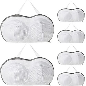 6 PCS 10" X 15" Bra Washing Bags for Laundry, Large Bra Laundry Bags for Washing Machine, Fits A-E Cups Anti Deformation Bra Mesh Bag, Lingerie Bags for Washing Delicates (10" X 15" Inch, Grey)